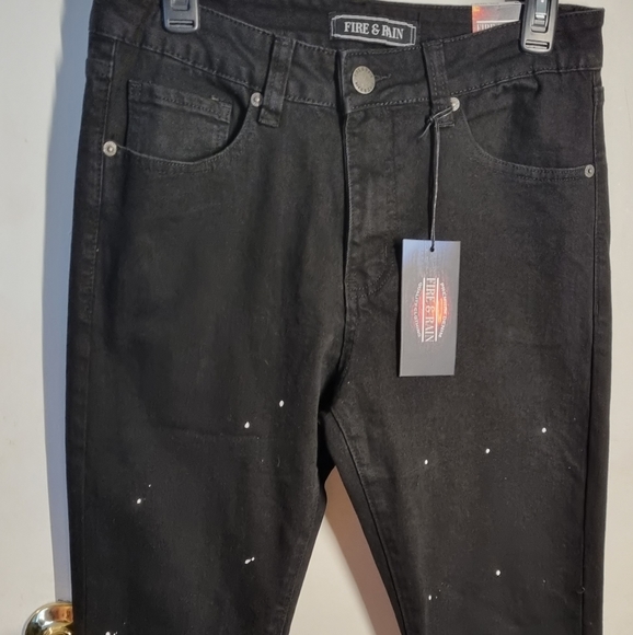 Fire & Rain | Jeans | Fire Rain Mens Black Slim Fit Paint Splatter ...